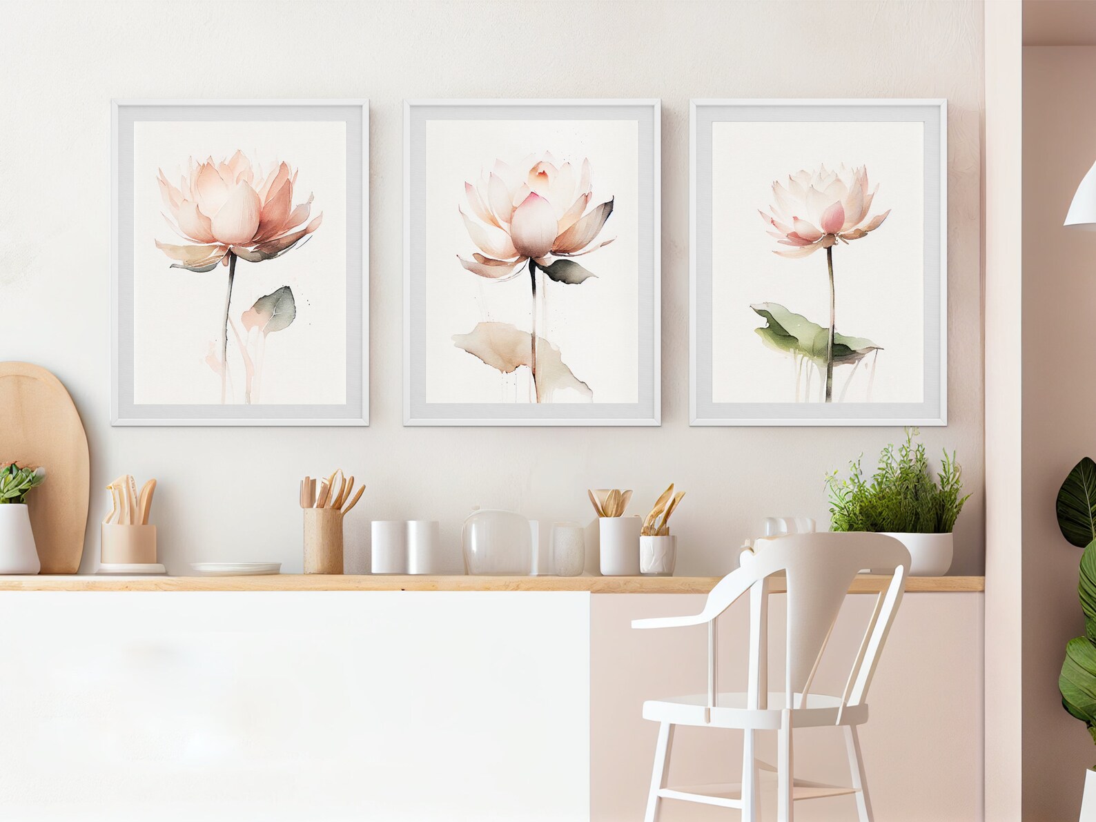 Lotus Flower Prints, Set of 3, Lotus Wall Art, Botanical Print, Gallery ...