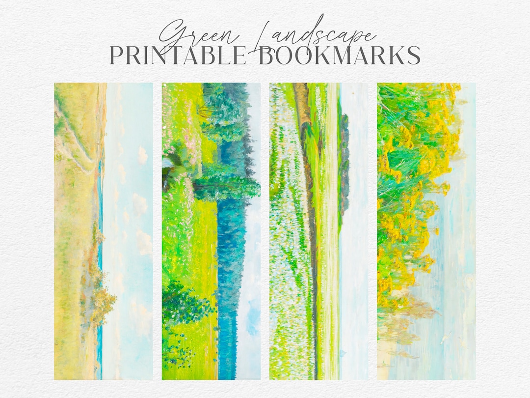 Green Landscape Vintage Bookmark | Printable Bookmarks | Digital ...