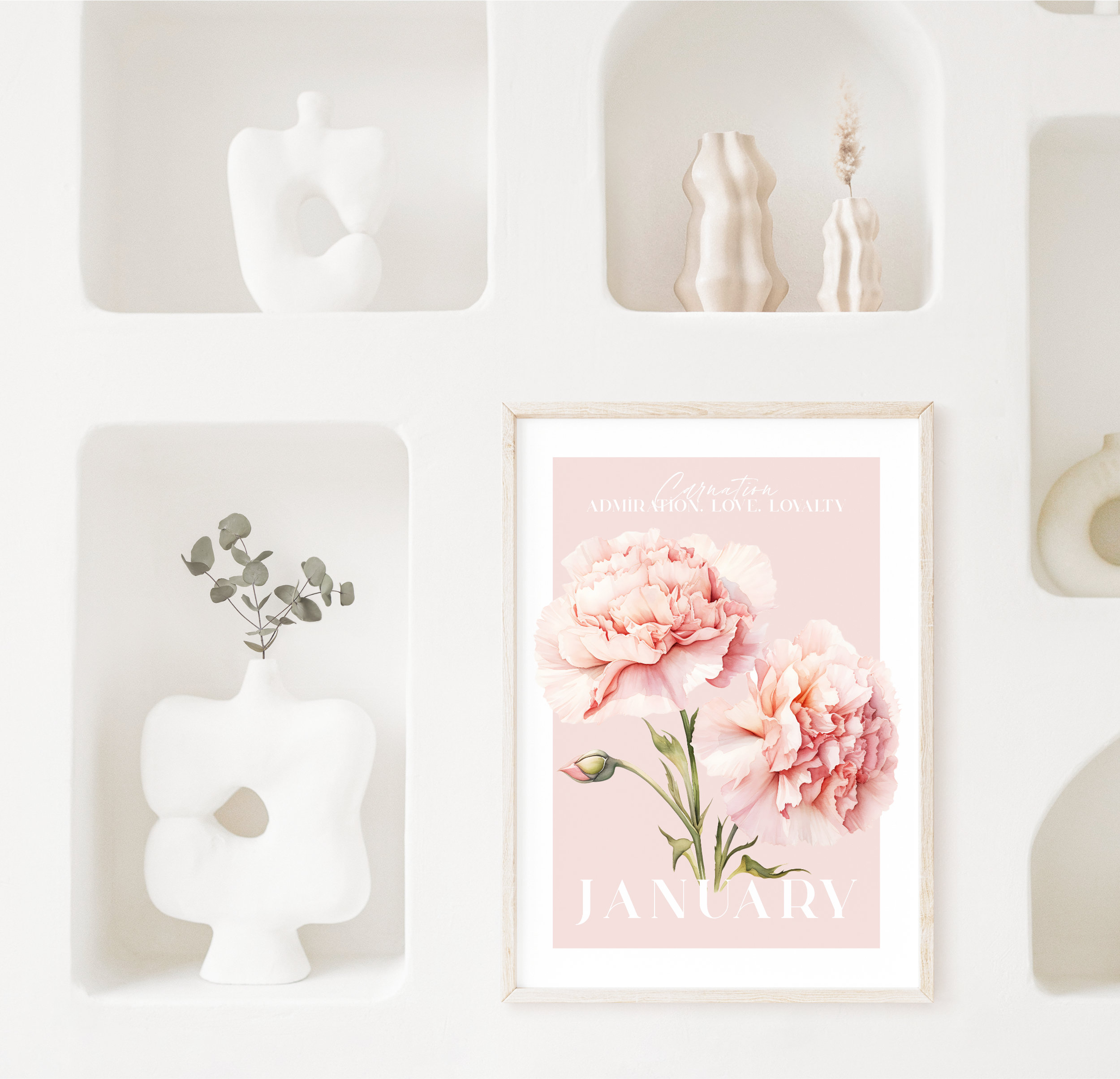 Birth Month Flower Print January Birthday Carnation Print - Etsy