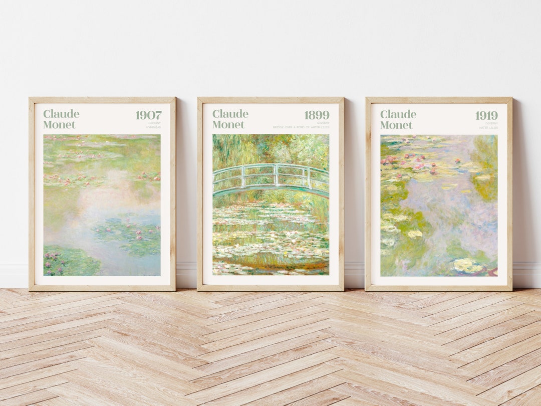 Set of 3 Monet Print, Monet Gallery Wall Set, Monet Japanese Bridge ...