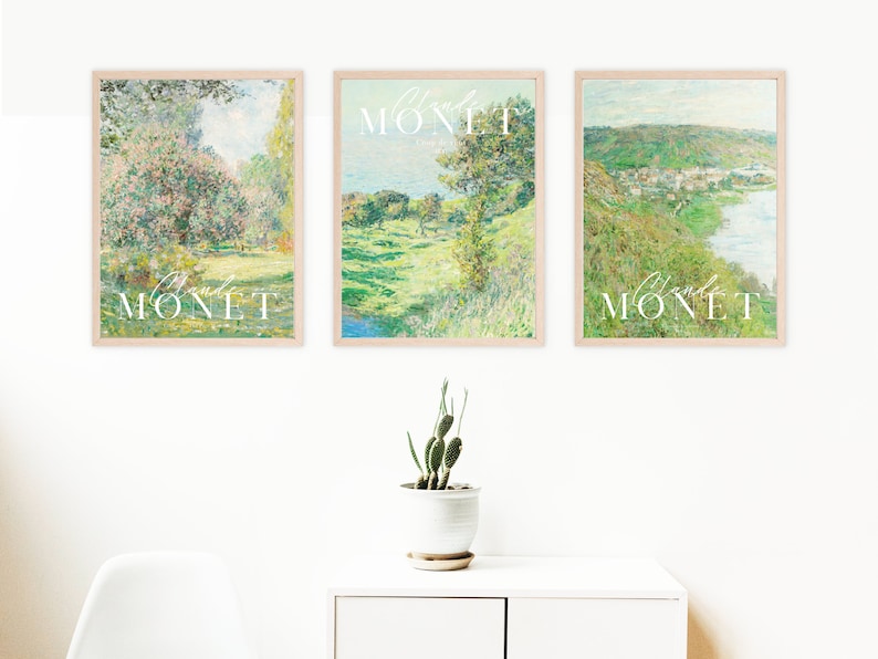 Set of 3 Monet Print, Monet Gallery Wall Set, Pastel Claude Monet Art ...