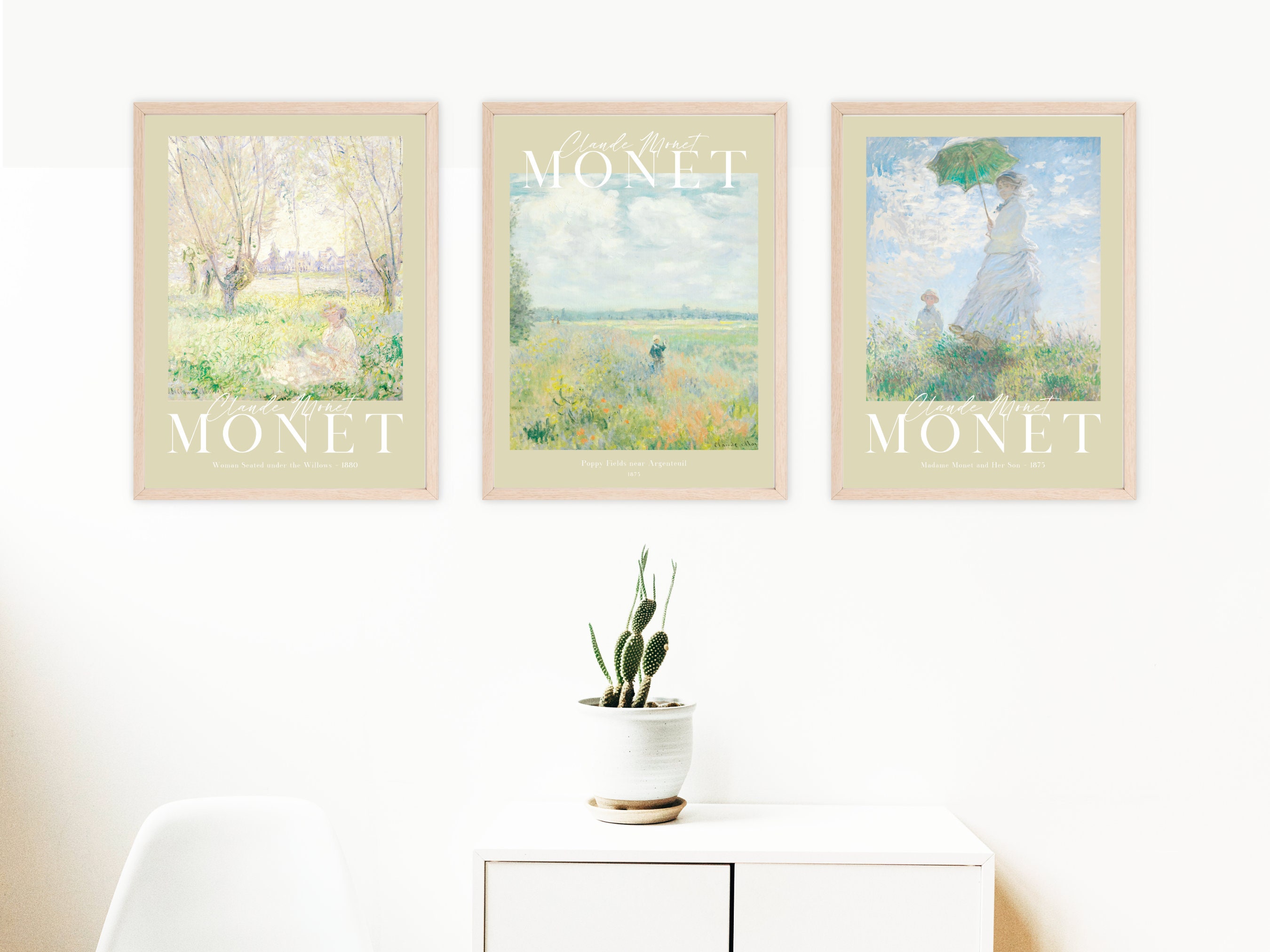 Monet Print Set of 3, Pastel Art Print Gallery, Monet Gallery Wall Set ...