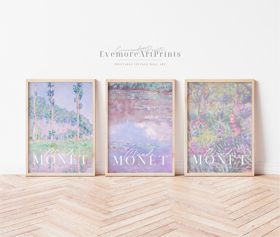 Set of 3 Monet Print, Monet Painting Gallery Wall Set, Lavender Gallery ...