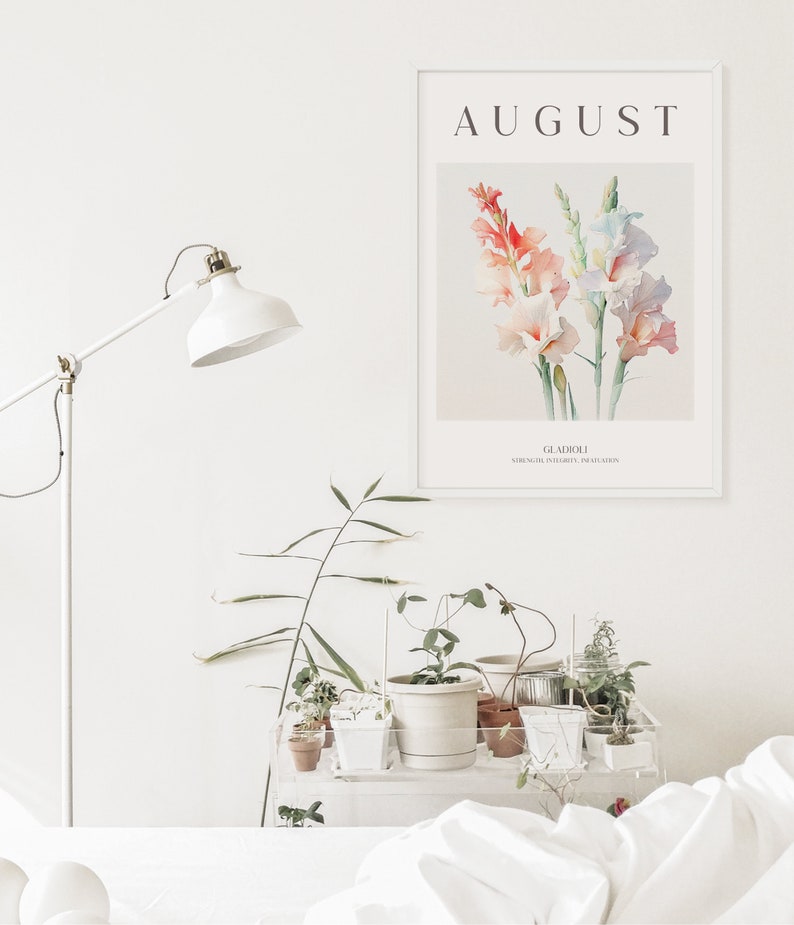 Birth Month Flower Print, August Birthday Gift, Gladioli Print ...
