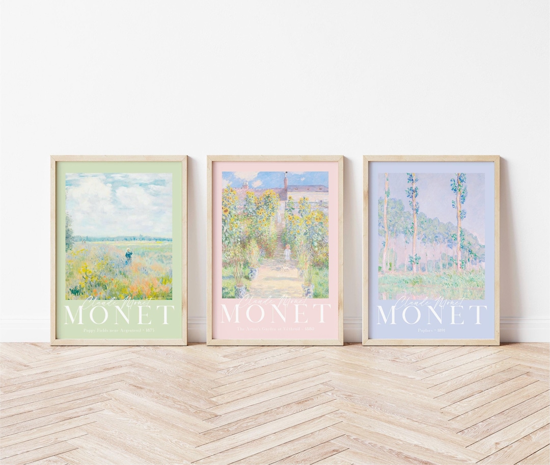 Set of 3 Monet Print, Monet Gallery Wall Set, Pastel Art Print Gallery ...