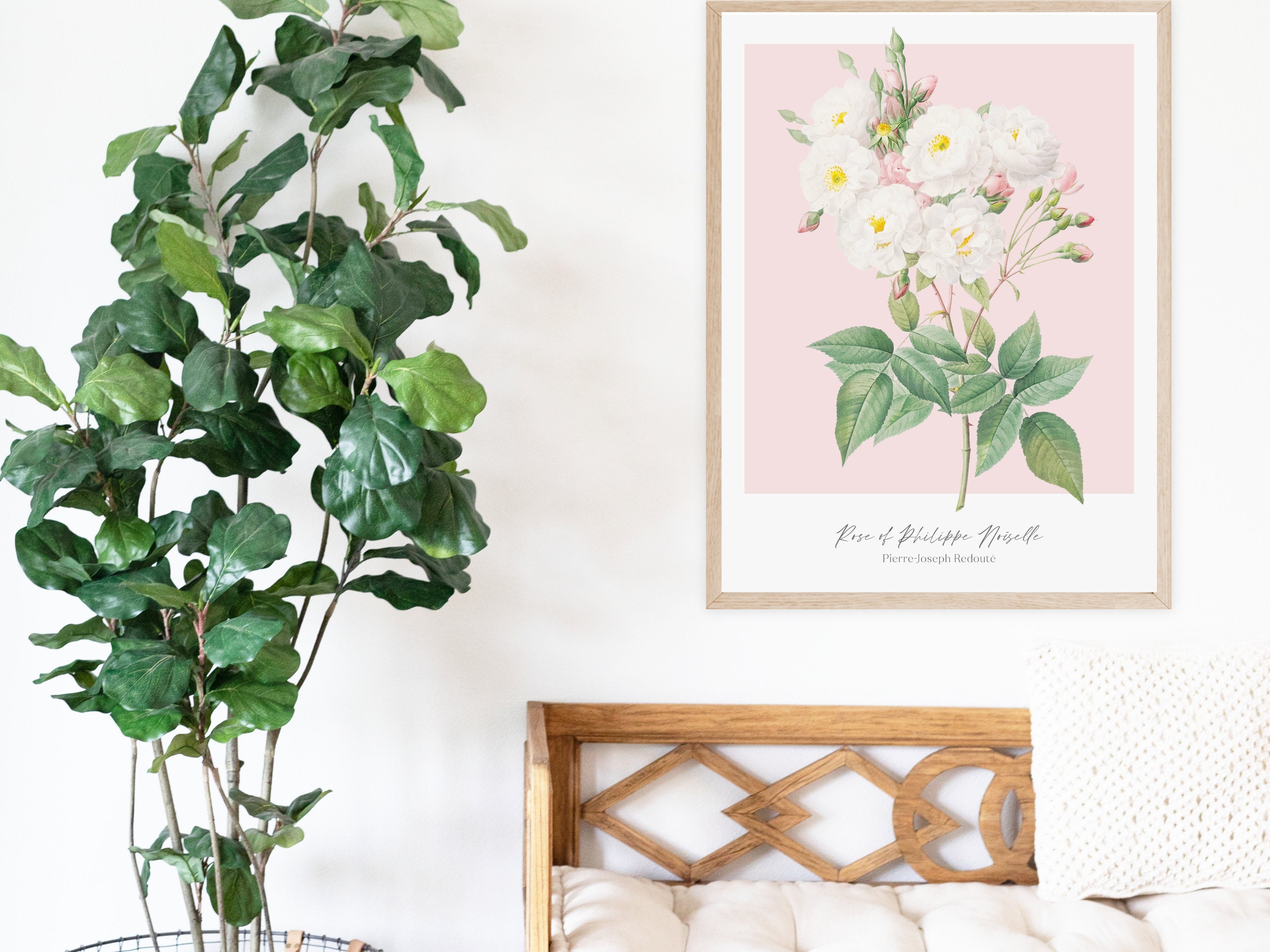 Vintage Flower Print Pink Rose Print Pastel Vintage Painting Botanical ...