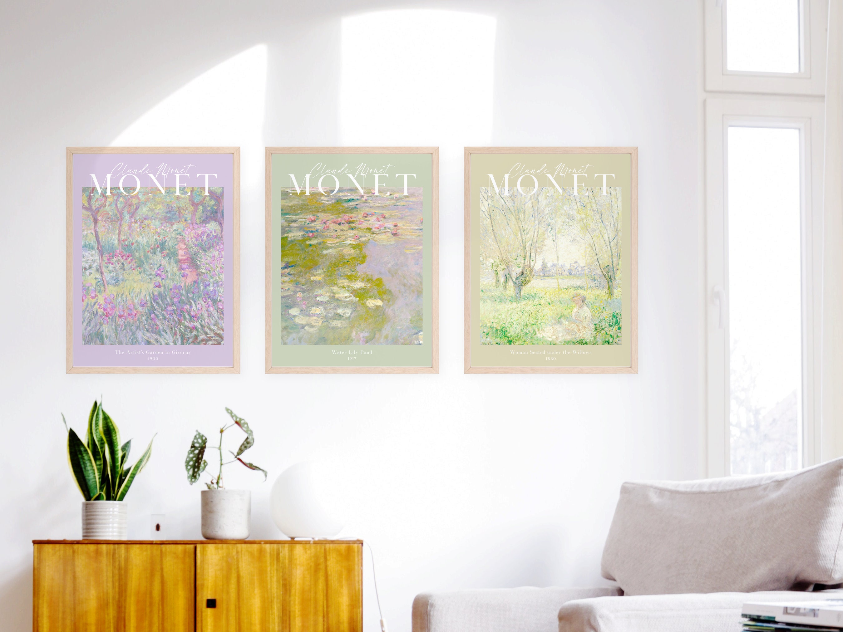 Monet Print Set of 3 Pastel Art Print Gallery Monet Gallery - Etsy