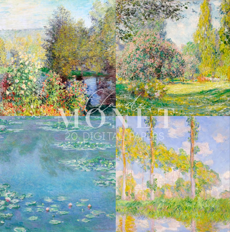Claude Monet Digital Paper, Vintage Art Backgrounds, Scrapbook Paper ...