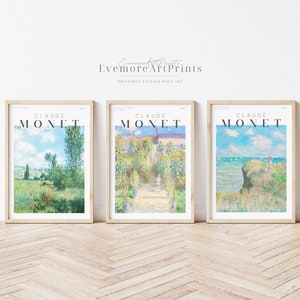 Set of 3 Monet Print, Monet Gallery Wall Set, Vintage Art Print Gallery ...