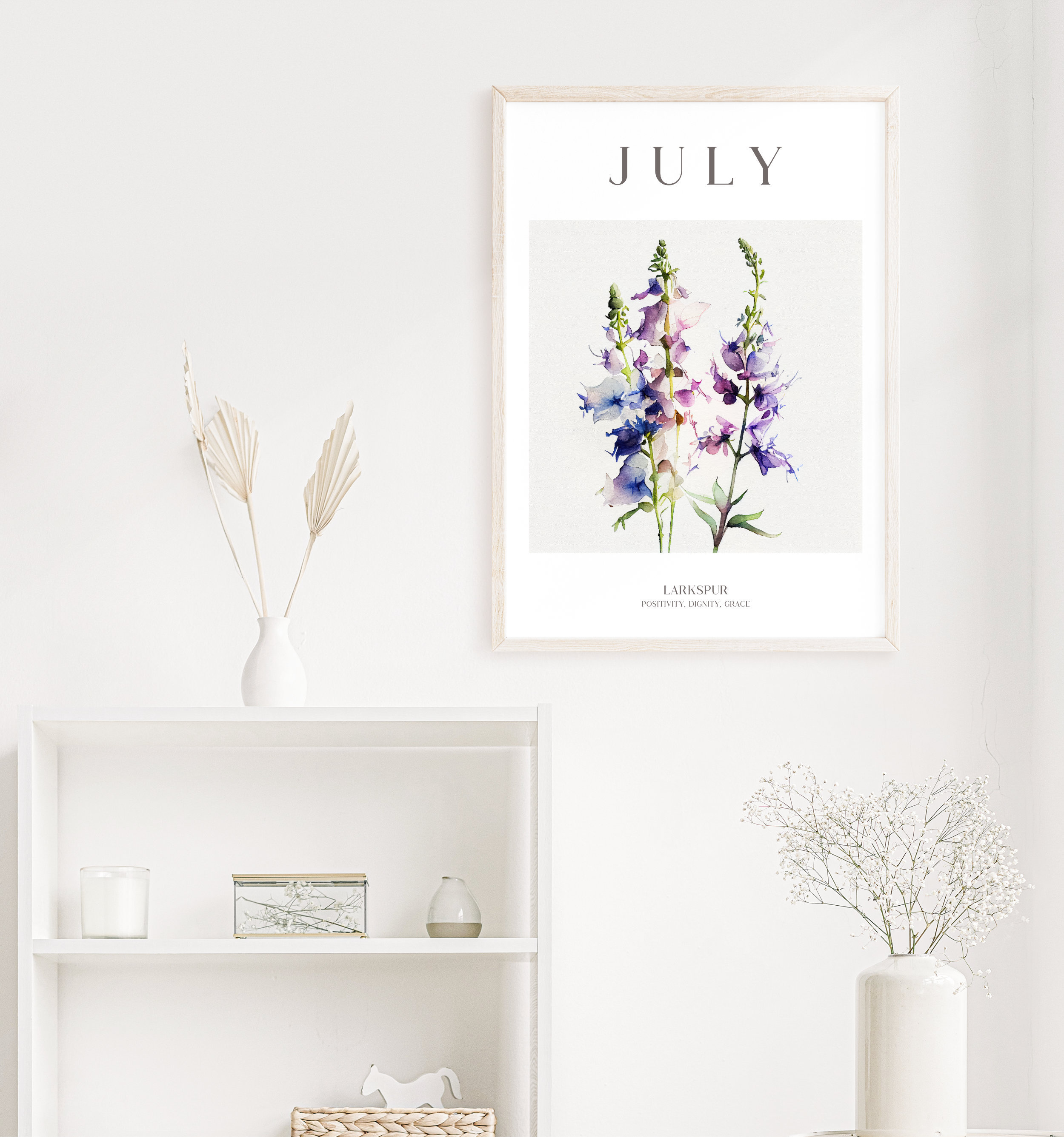 Birth Month Flower Print, July Birthday Gift, Rose Print, Watercolour ...