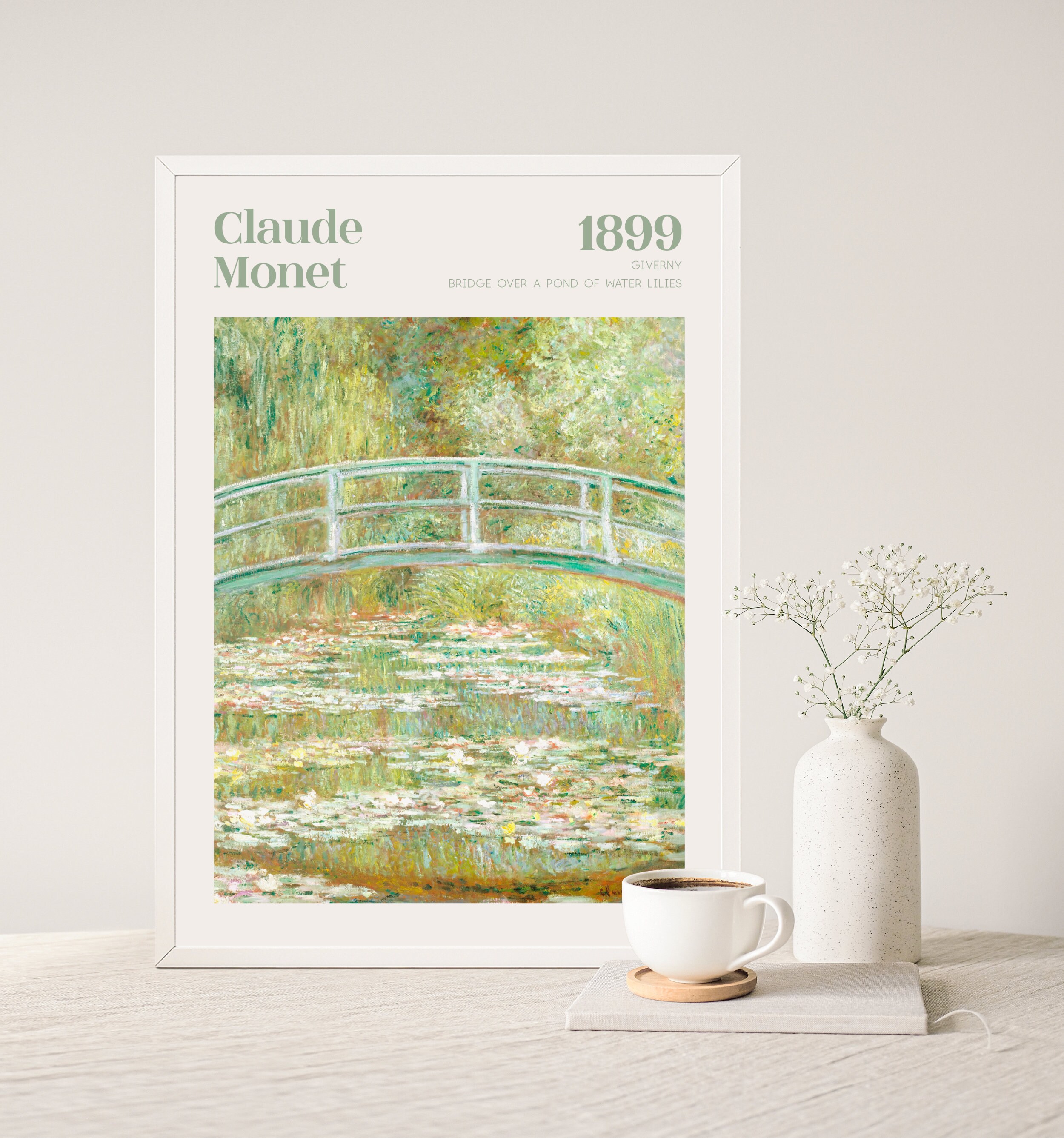 Monet Print, Sage Green Wall Art, Monet Oil Painting, Monet Water ...