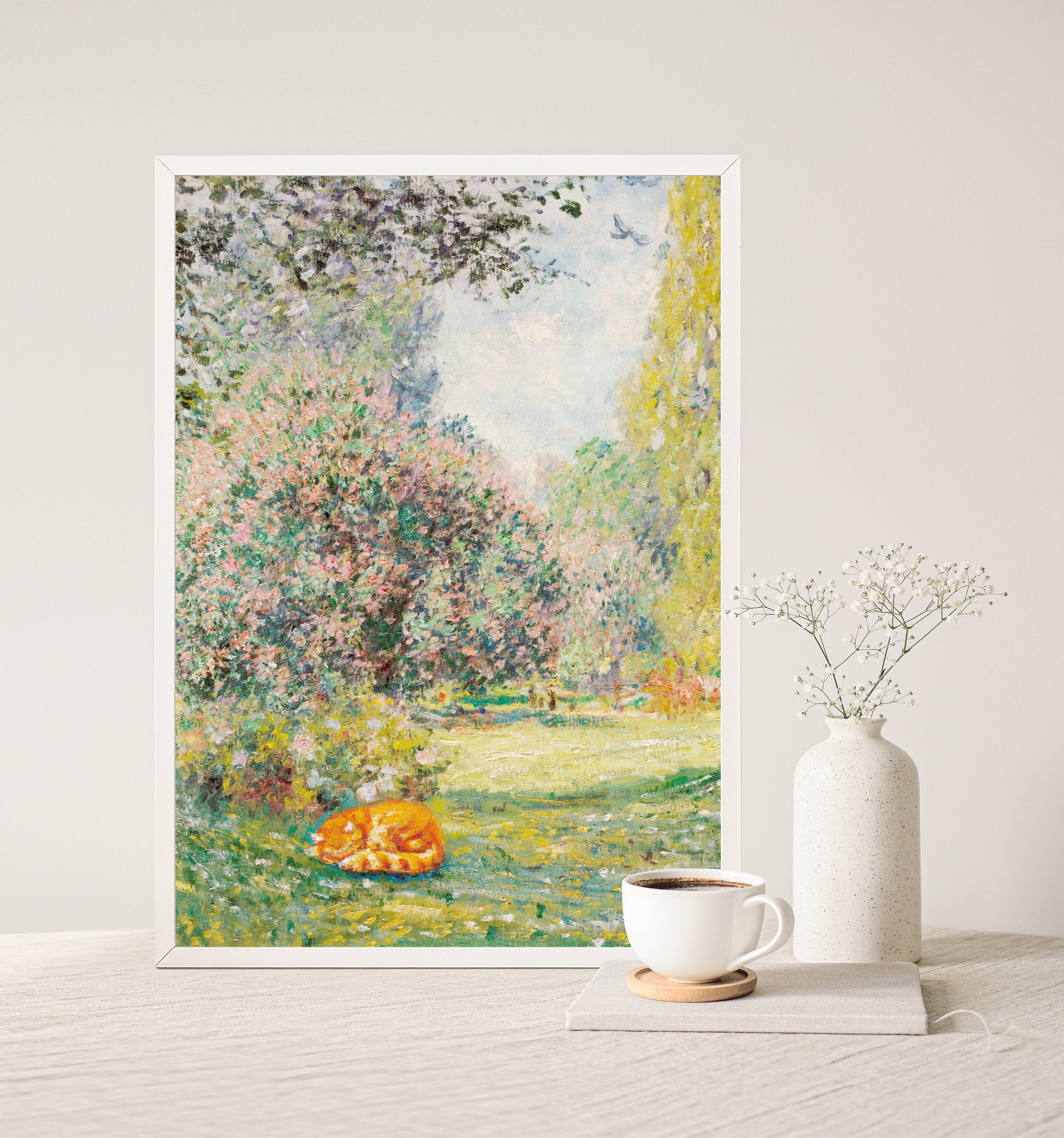 Monet Cat Poster Monet Art Print Orange Cat Print Orange - Etsy