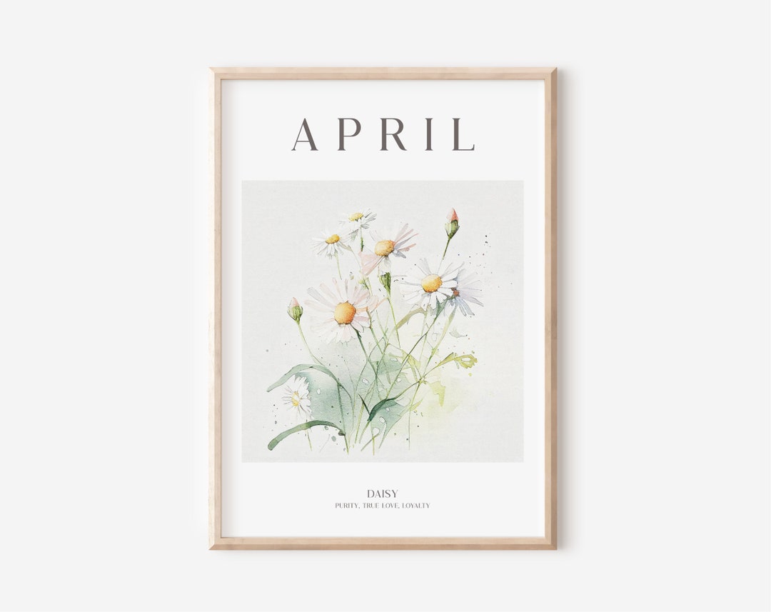 Birth Month Flower Print, April Birthday Gift, Daisy Print, Watercolour ...