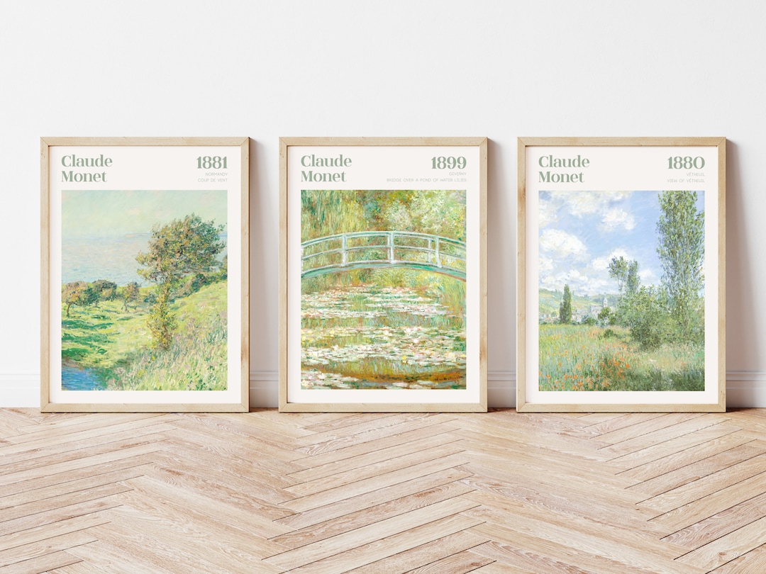 Set of 3 Monet Print, Monet Gallery Wall Set, Pastel Claude Monet Art ...