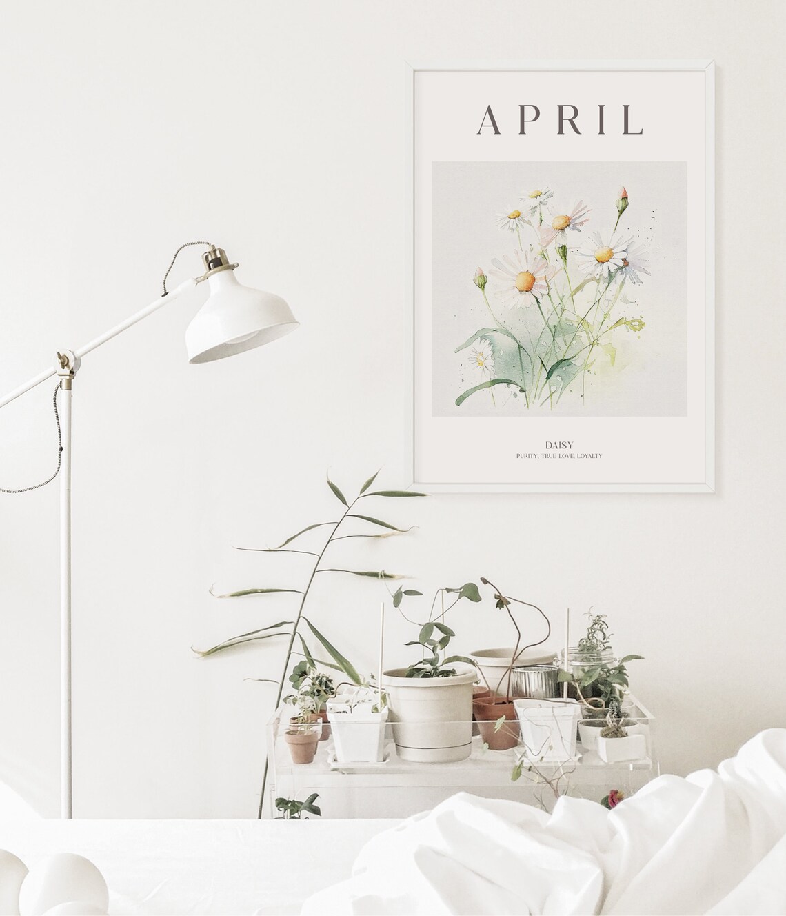 Birth Month Flower Print, April Birthday Gift, Daisy Print, Watercolour ...