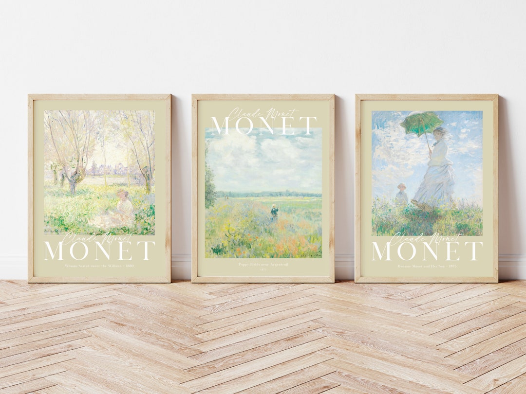 Monet Print Set of 3, Pastel Art Print Gallery, Monet Gallery Wall Set ...