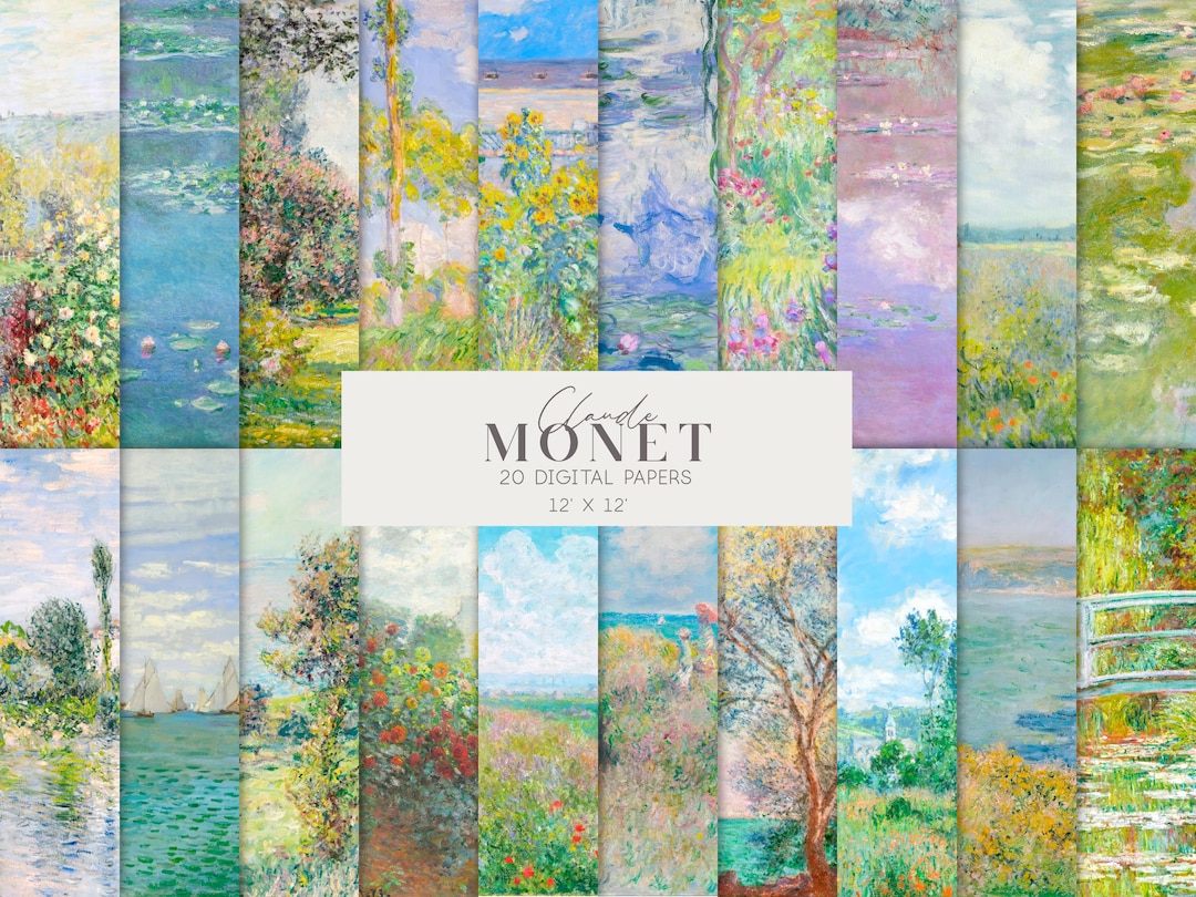 Claude Monet Digital Paper, Vintage Art Backgrounds, Scrapbook Paper ...