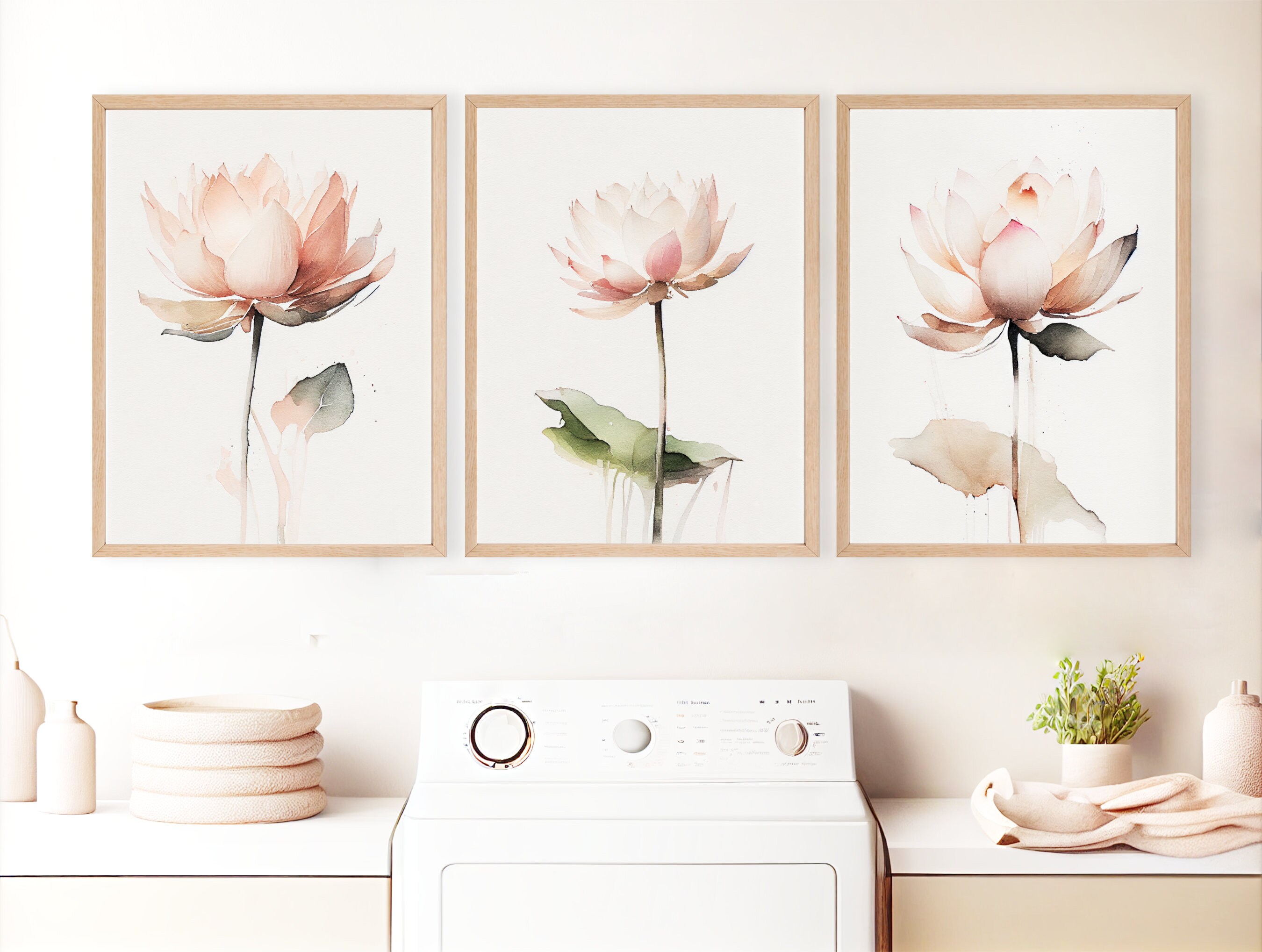 Lotus Flower Prints Set of 3 Lotus Wall Art Botanical - Etsy