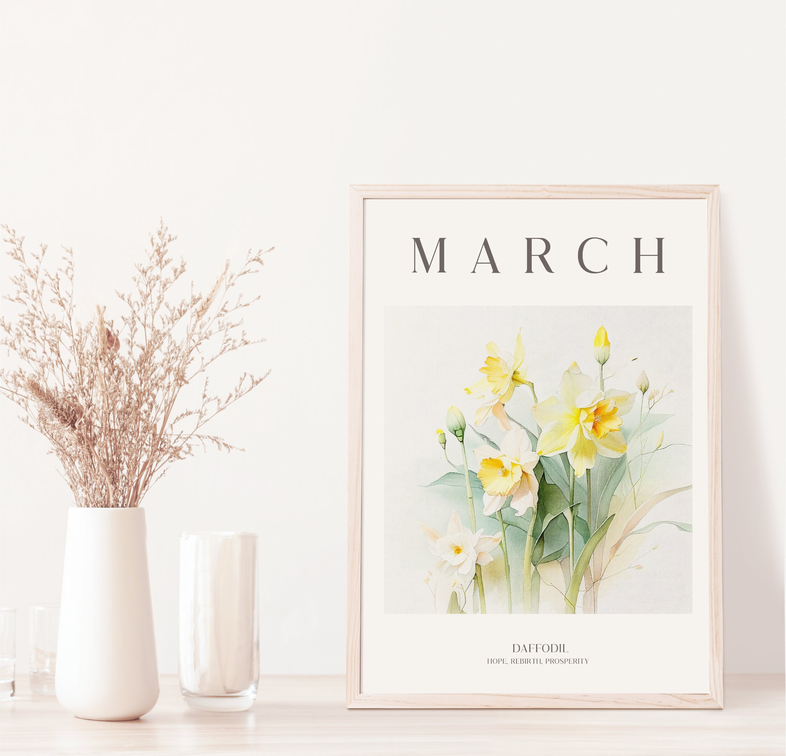 Birth Month Flower Print, March Birthday Gift, Daffodil Print ...