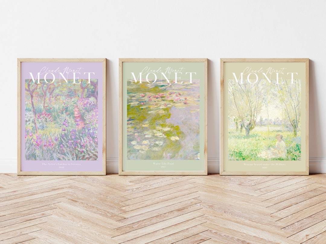 Monet Print Set of 3, Pastel Art Print Gallery, Monet Gallery Wall Set ...