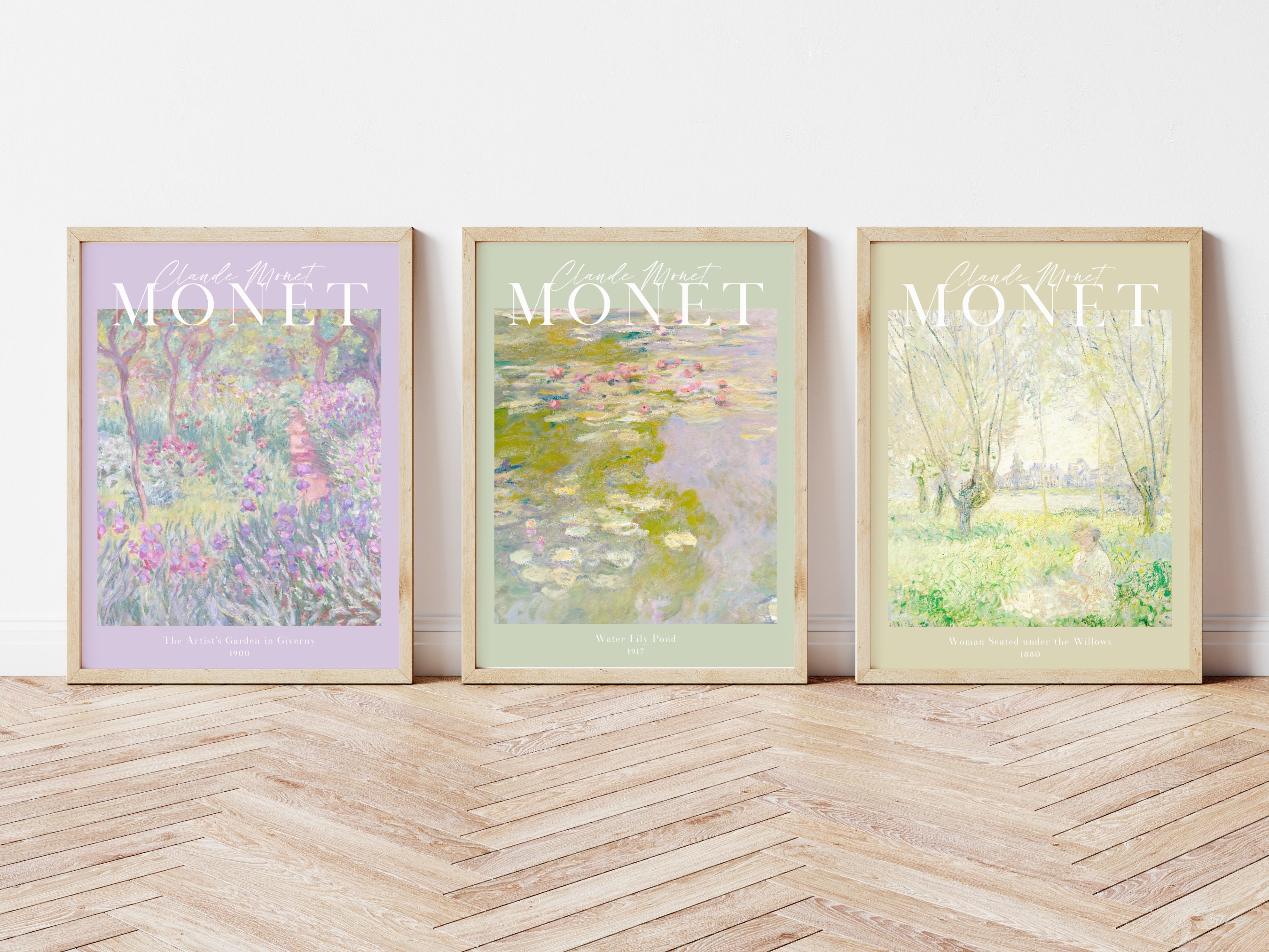 Monet Print Set of 3 Pastel Art Print Gallery Monet Gallery - Etsy