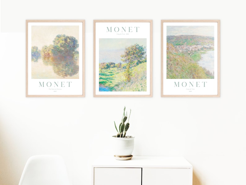 Set of 3 Monet Print, Monet Gallery Wall Set, Sage Green Gallery Set ...