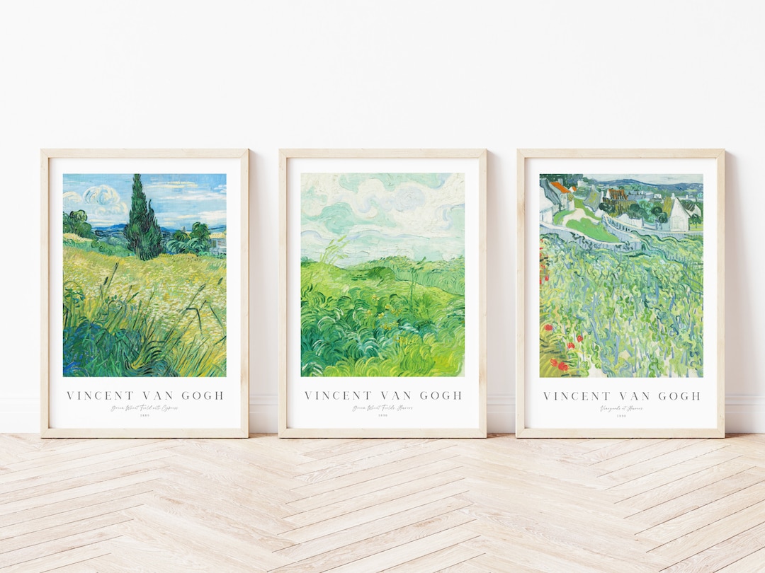 Vincent Van Gogh Print Set, Famous Art Poster Set, Green Nature Gallery ...