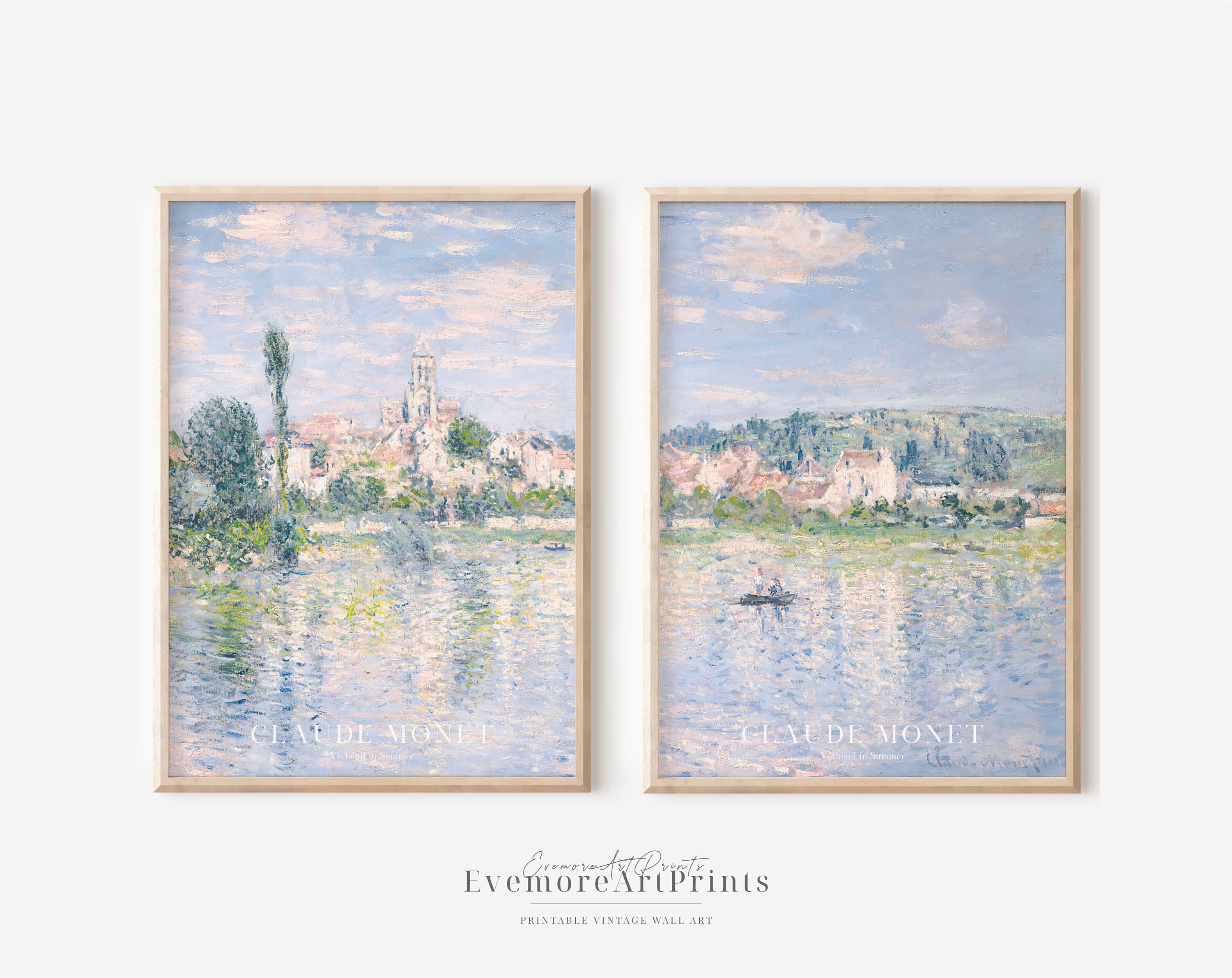 Set of 2 Monet Print, Monet Gallery Wall Set, Pastel Art Print Gallery ...