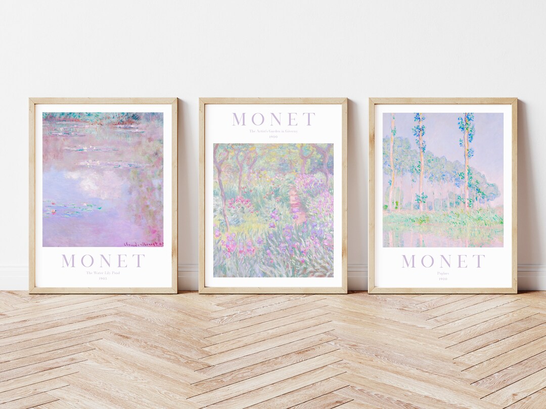 Set of 3 Monet Print, Monet Painting Gallery Wall Set, Lavender Gallery ...
