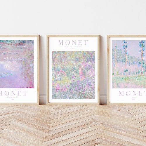 Monet Print Set of 3 Pastel Art Print Gallery Monet Gallery - Etsy