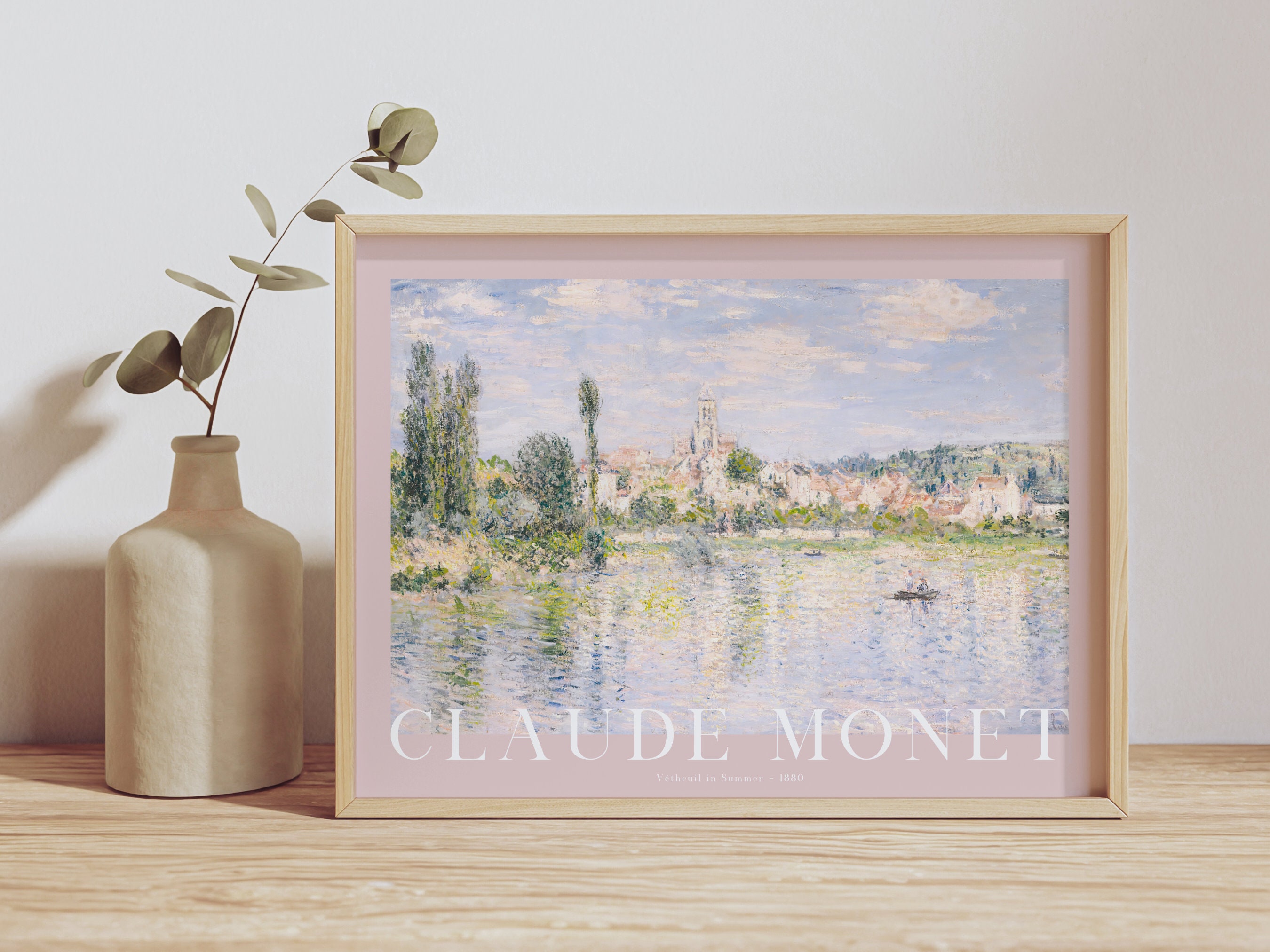 Monet Horizontal Poster, Pastel Pink Monet Poster, Monet Landscape ...
