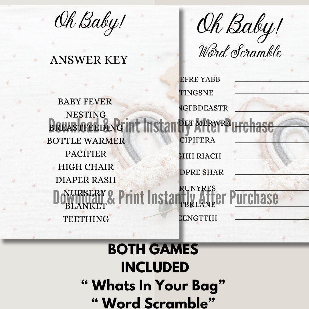 Printable Baby Shower Gender Reveal Scramble Games - Etsy