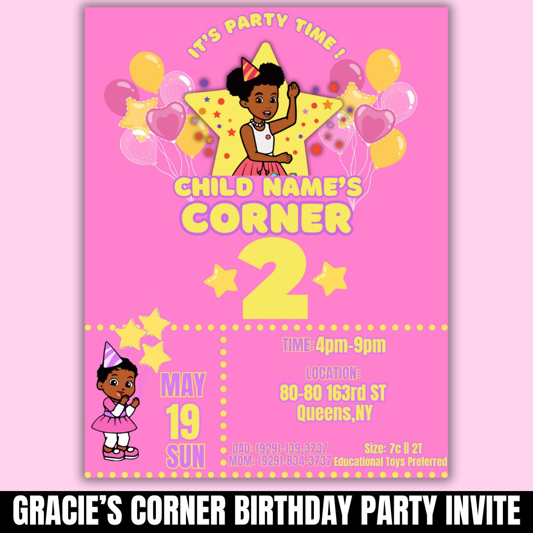 Gracies Corner Birthday Party Invite Gracie Corner Invitation - Etsy