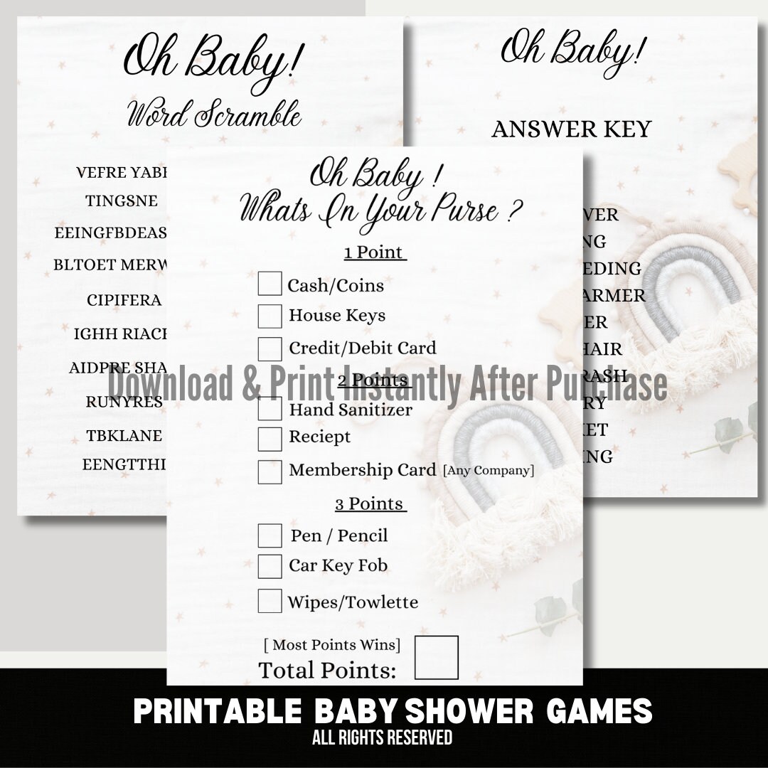 Printable Baby Shower Gender Reveal Scramble Games - Etsy