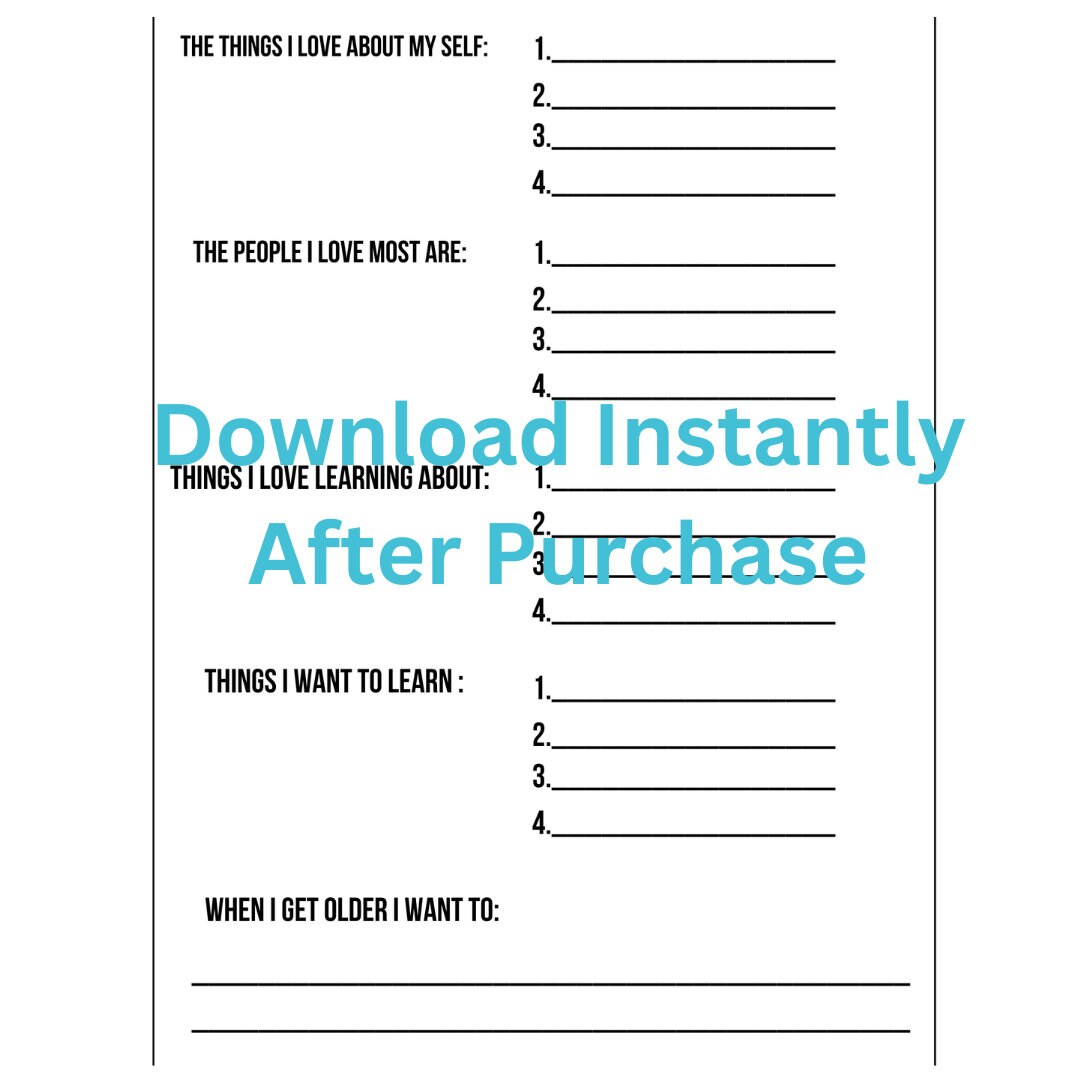 PRINTABLE About Me Get to Know Me Worksheets - Etsy