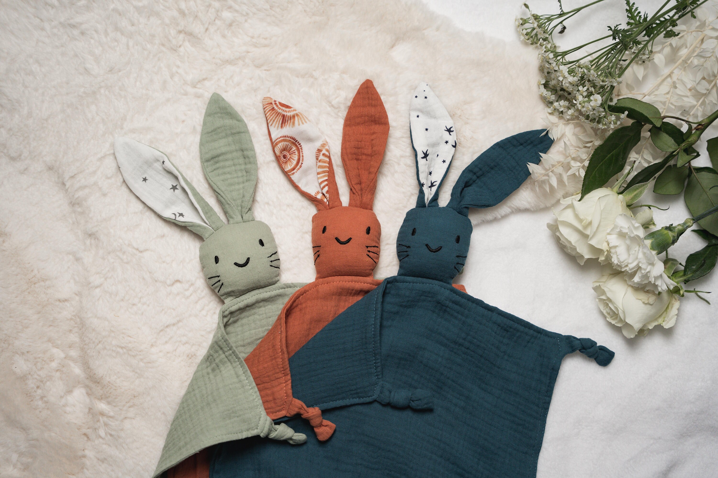 New Colour Baby Muslin Rabbit With Star Ears as a Comforter - Etsy