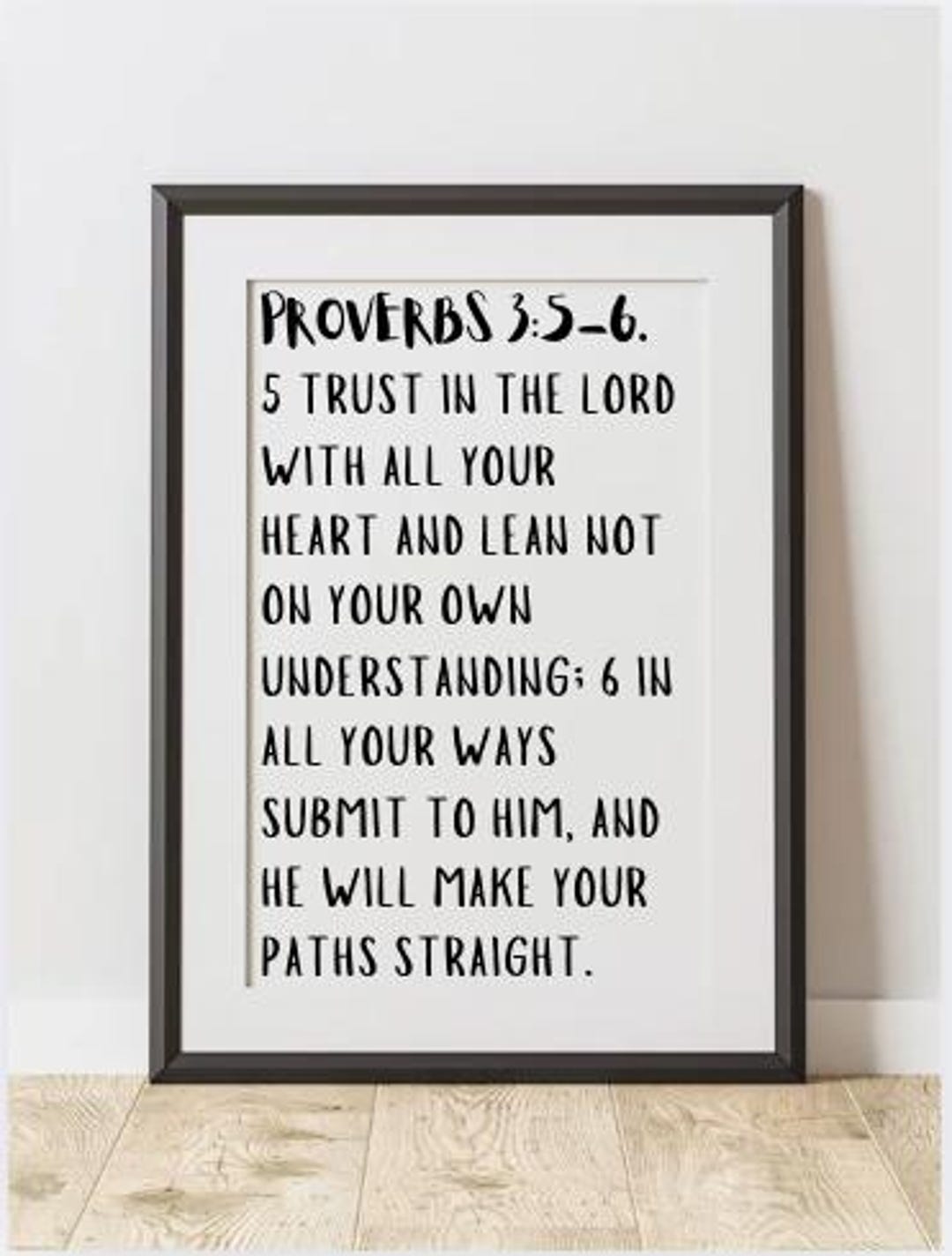 Proverbs 3 5:6, Bible Verse Wall Art Print, Aesthetic Christian Poster ...