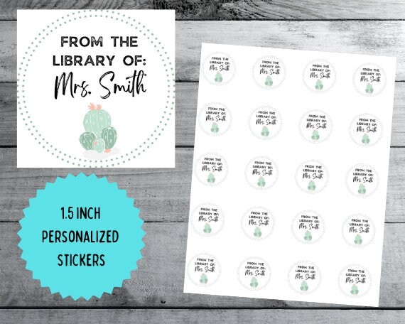 Custom Name Teacher Sticker Book Labels Circular - Etsy