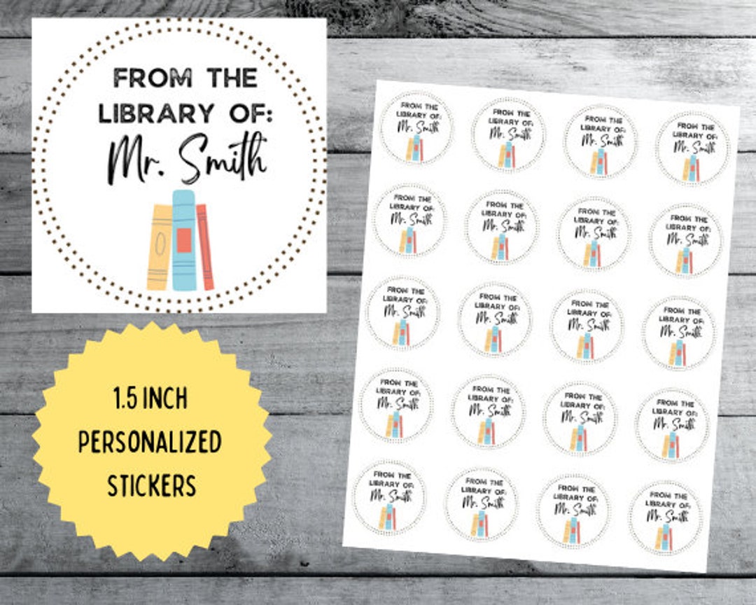 Custom Name Teacher Sticker Book Labels Circular, Teacher Appreciation Week, Teacher ...