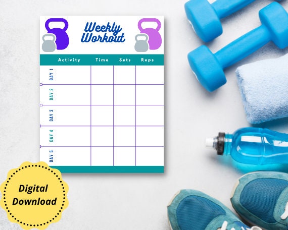 Minimalist Printable Workout Plan Weekly Workout Planner - Etsy