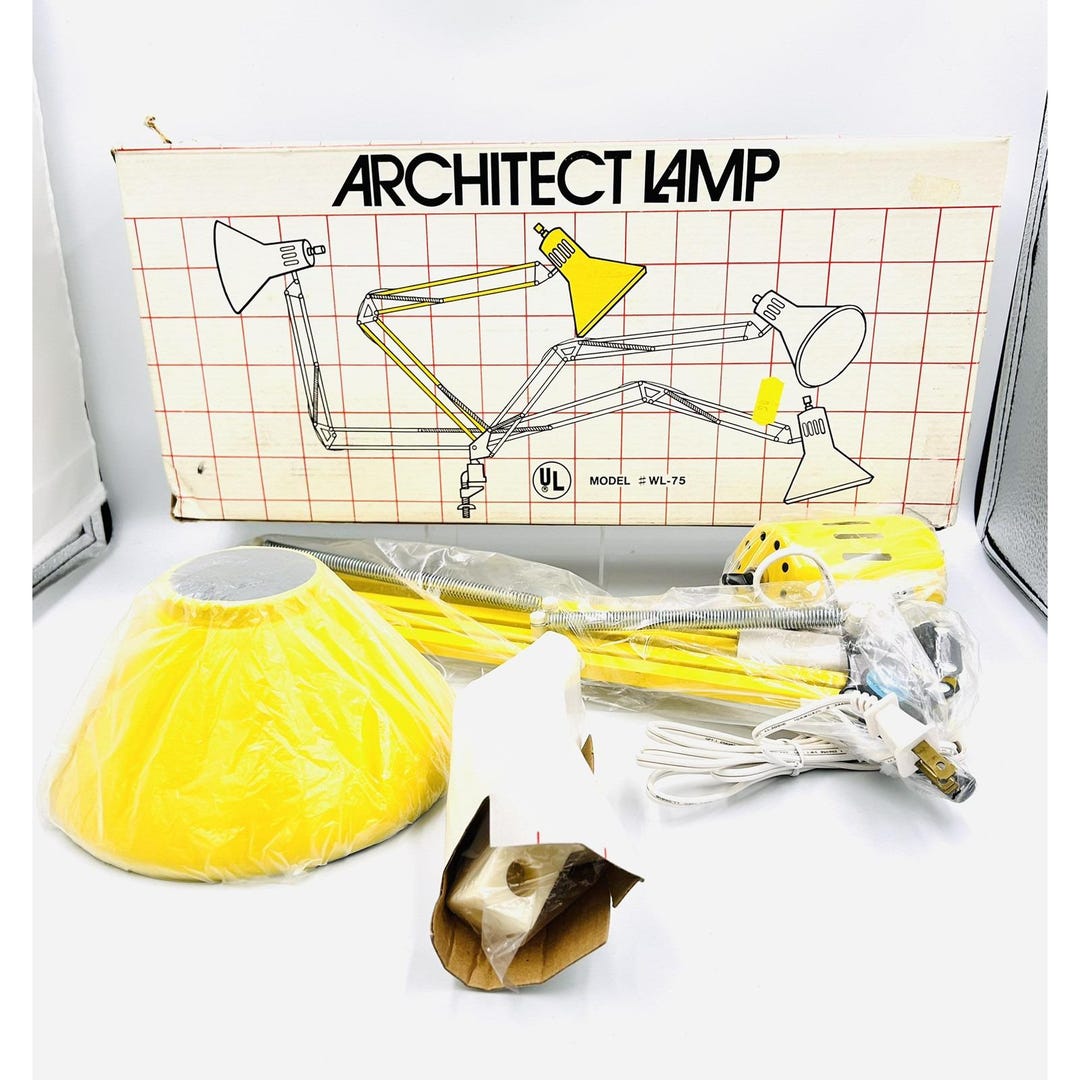Vintage Rare Wallace Products Yellow Articulating Arm Architect's Lamp ...