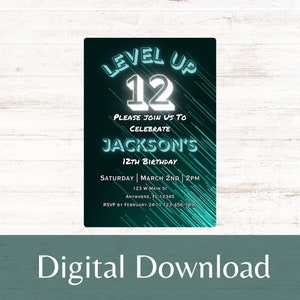 Level up Birthday Invitation Template Editable Boys Birthday Invitation ...