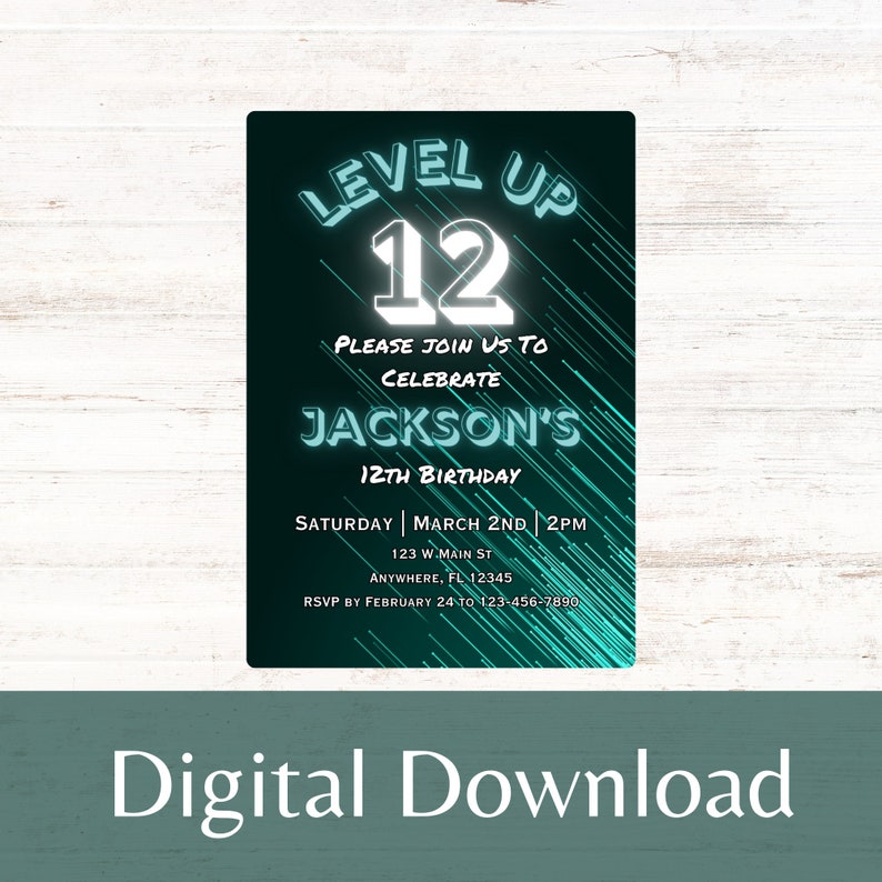 Level up Birthday Invitation Template | Editable Boys Birthday ...