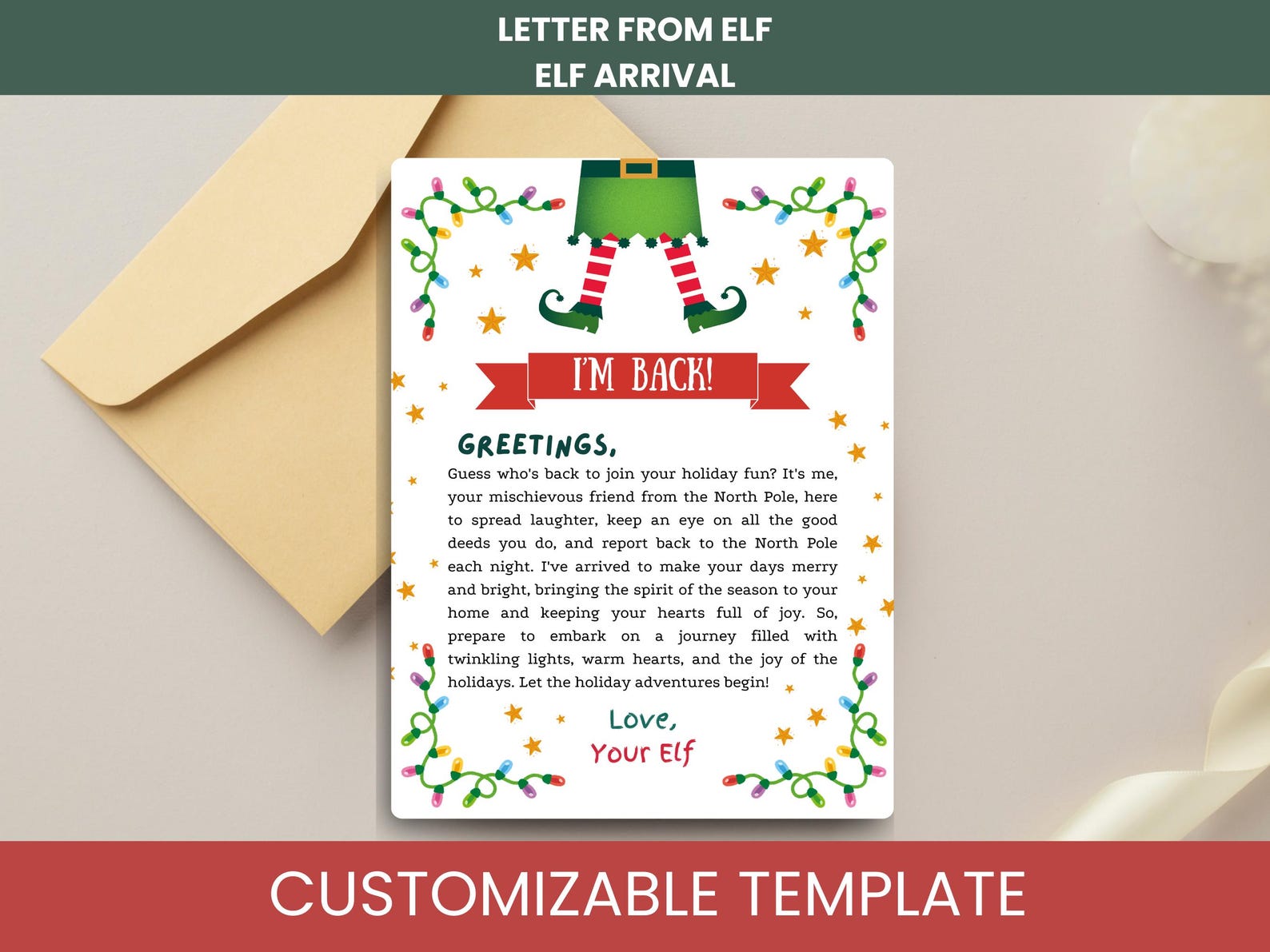 Editable Elf Arrival Letter | Printable Letter From Elf | Customizable ...