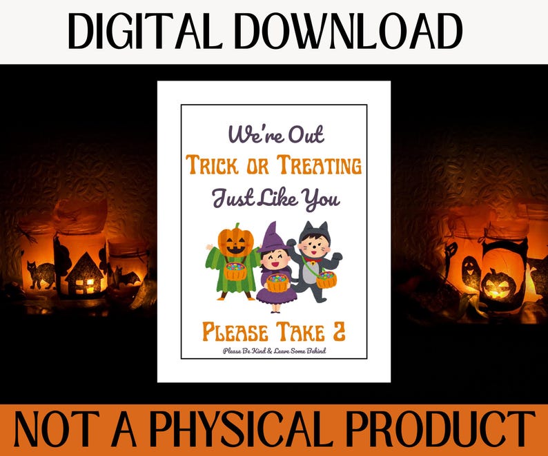 Trick-or-treat Candy Sign Template | Halloween Candy Bowl Sign ...