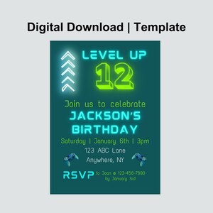 Level up Birthday Invitation Template | Editable Boys Birthday ...