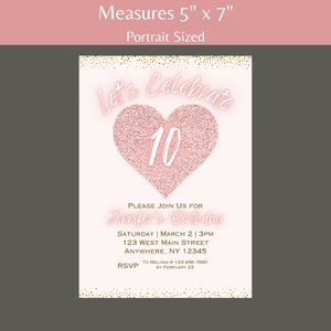 Pink Glitter Birthday Invitation Template | Editable Glitter Invitation ...