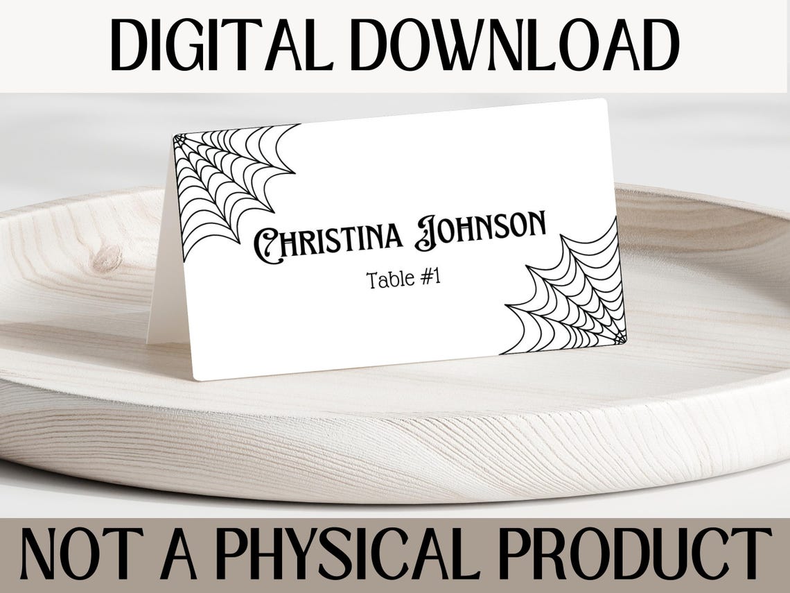 Halloween Place Card Template | Halloween Buffet Card Template | Spider ...