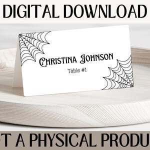 Halloween Place Card Template | Halloween Buffet Card Template | Spider ...