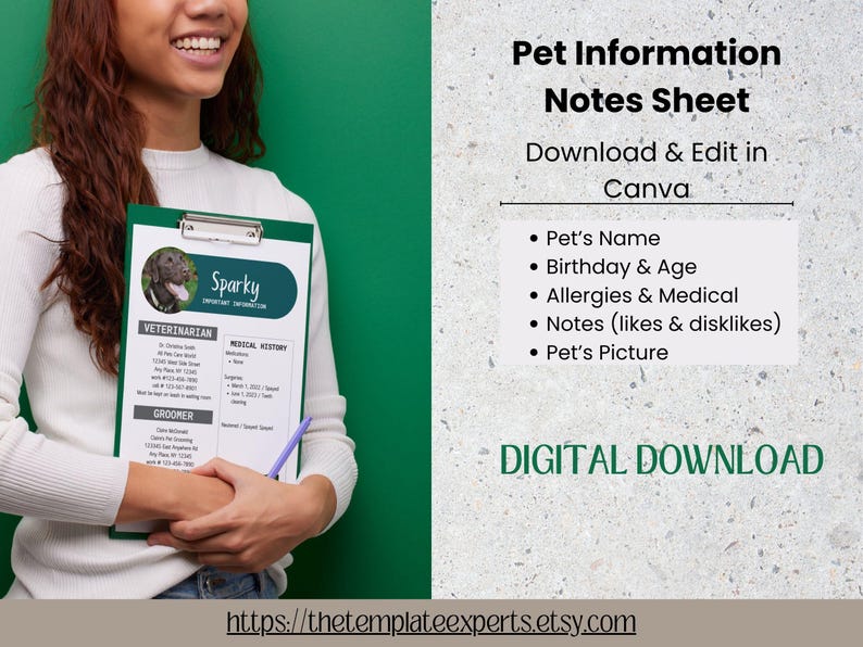 Editable Pet Sitter Instructions Sheet: Printable Pet Information ...